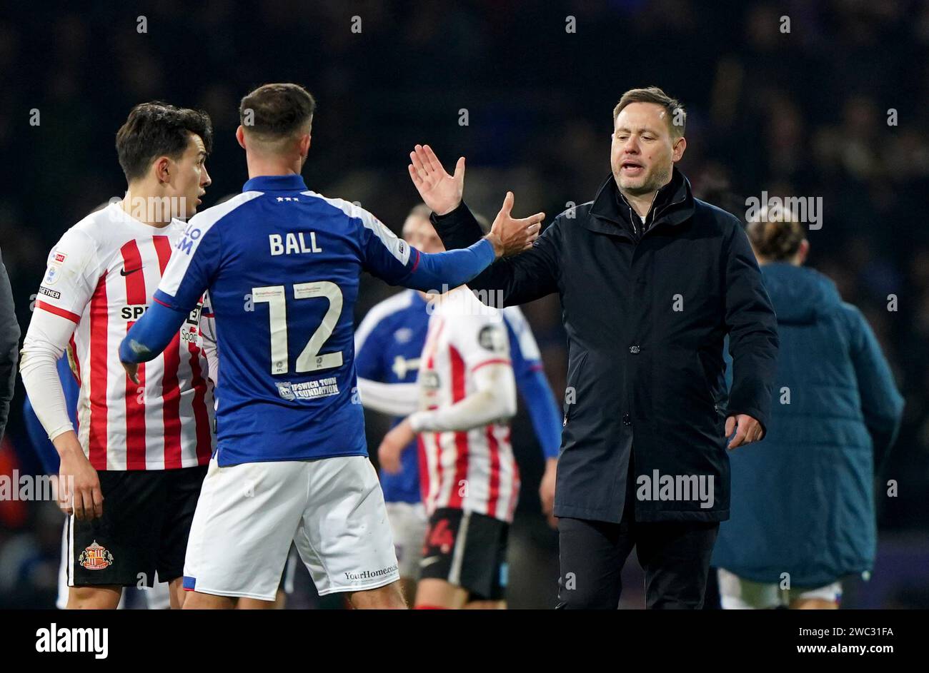 Ipswich Town's Dominic Ball (left) and Sunderland manager Michael Beale ...