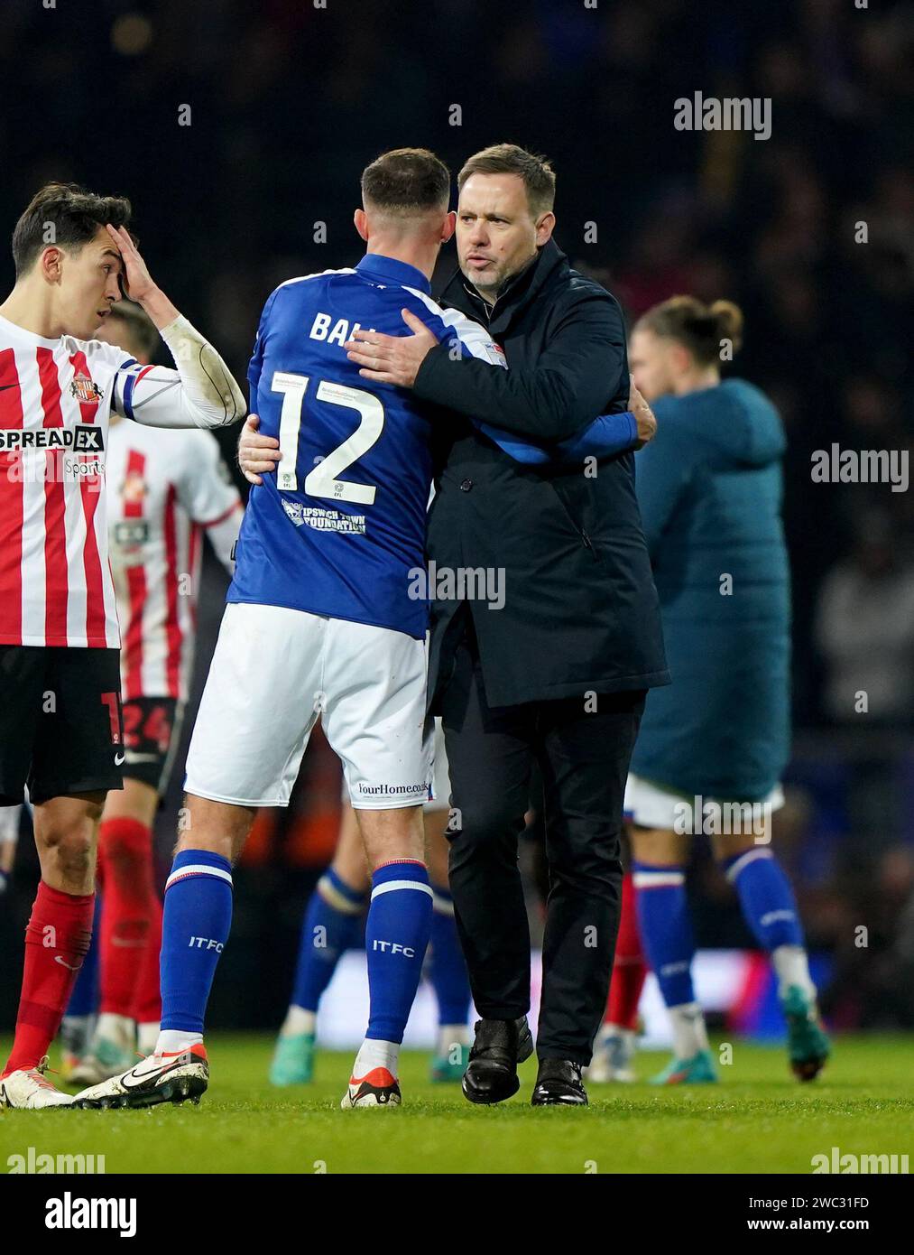 Ipswich Town's Dominic Ball (left) and Sunderland manager Michael Beale ...