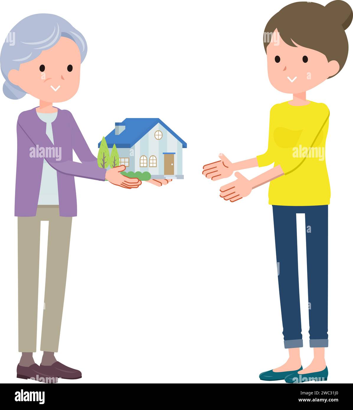 Scene of handing over real estate assets.Vector art that is easy to ...