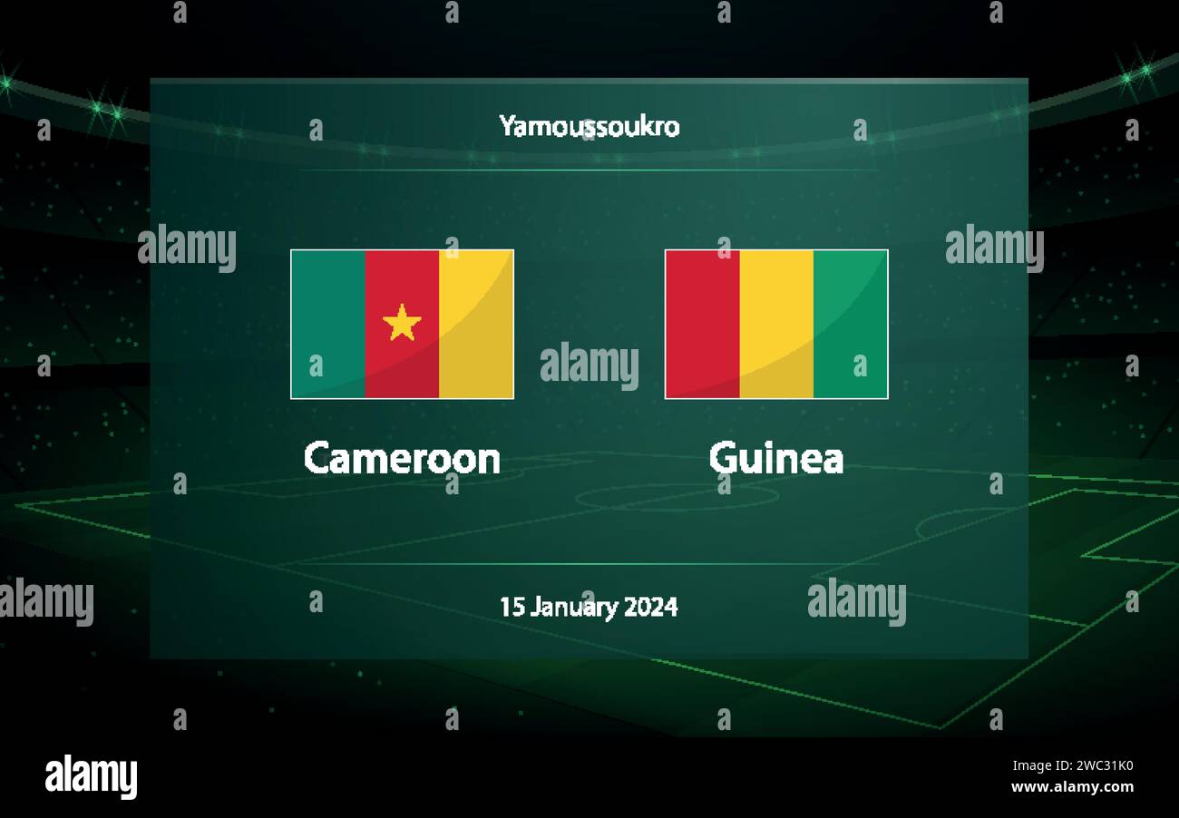 Cameroon vs Guinea. Football scoreboard broadcast graphic soccer ...