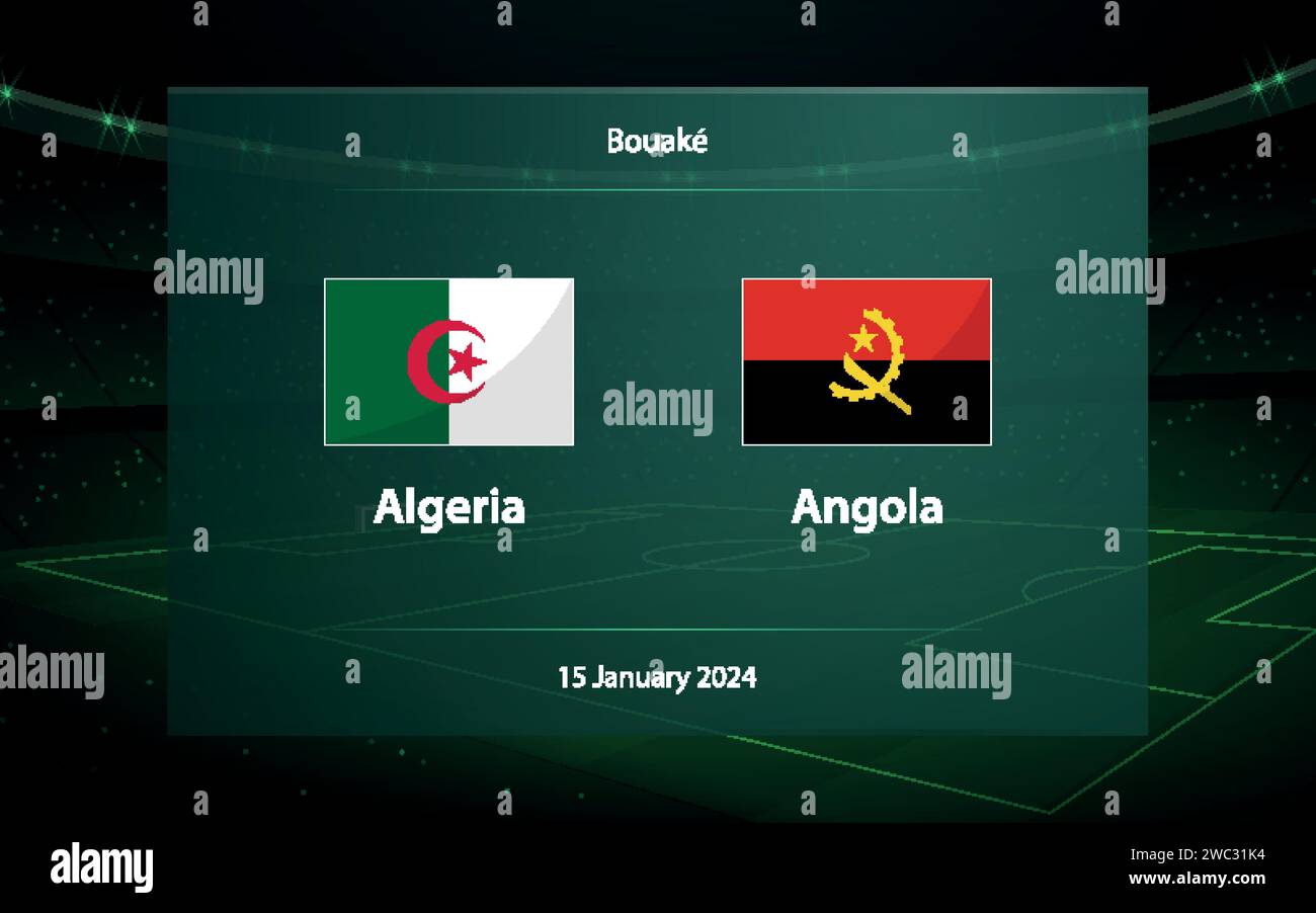 Algeria vs Angola. Football scoreboard broadcast graphic soccer ...