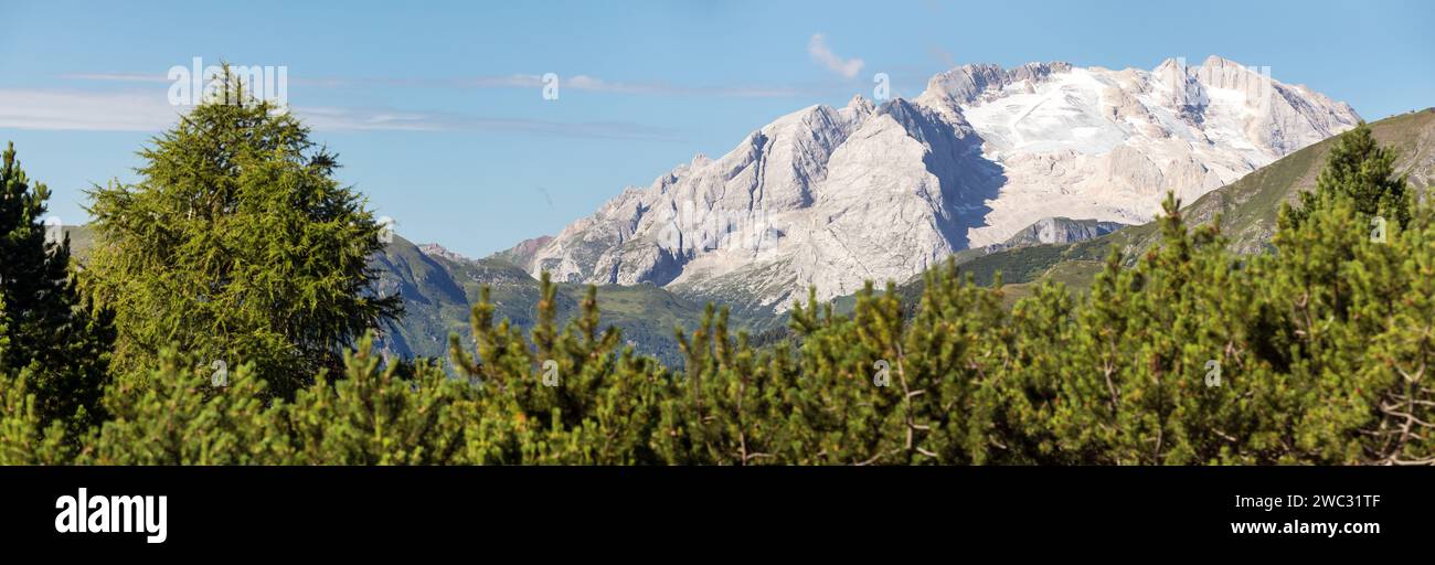 View of mount Marmolada, the highest peak of Dolomites mountains, Italy ...