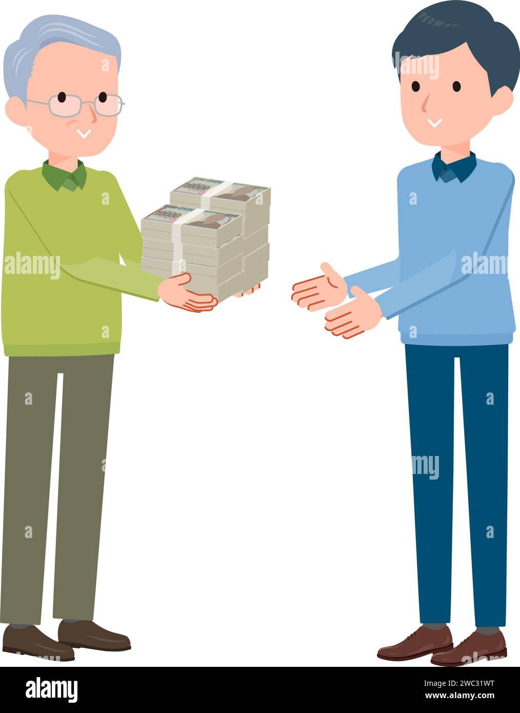 Scene of handing over cash.Vector art that is easy to edit Stock Vector ...
