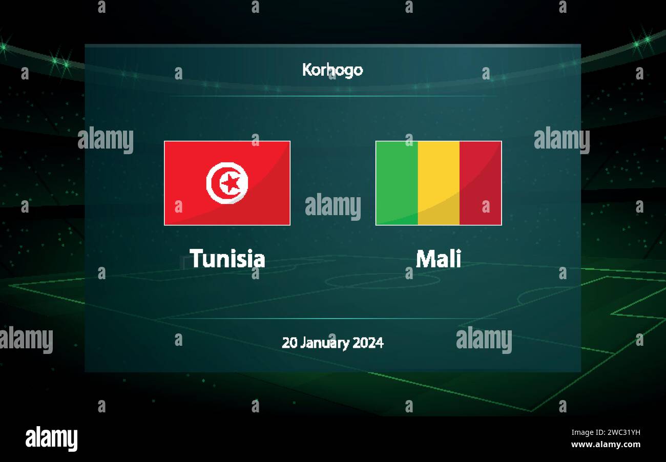 Tunisia vs Mali. Football scoreboard broadcast graphic soccer template ...
