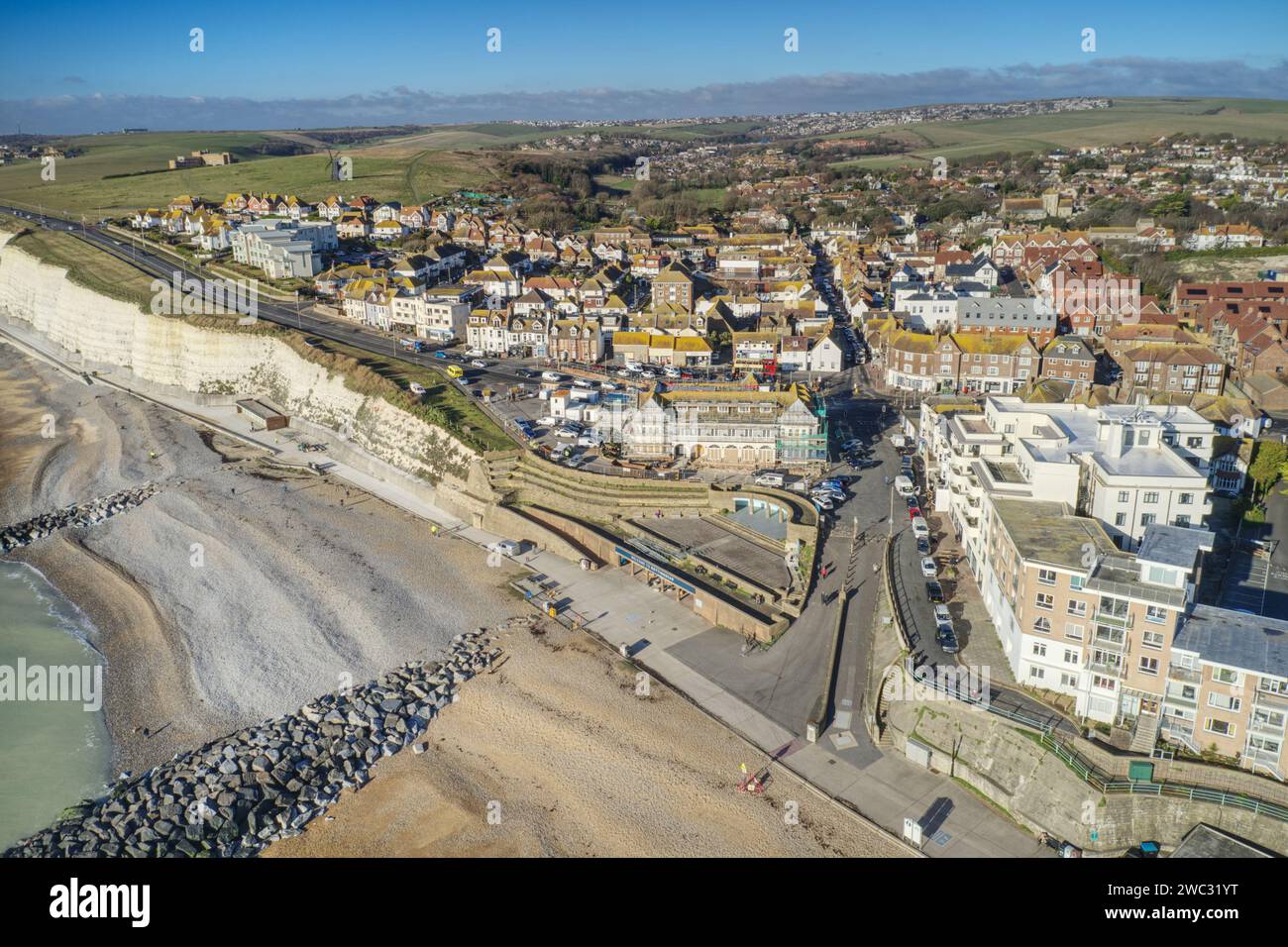 Rottingdean village in East Sussex, Southern England, aerial photo of ...