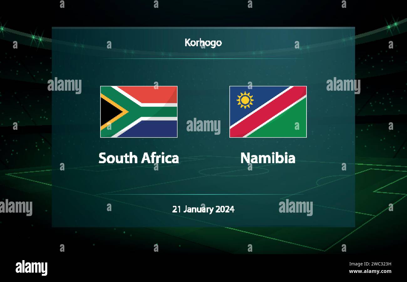 South Africa vs Namibia. Football scoreboard broadcast graphic soccer ...