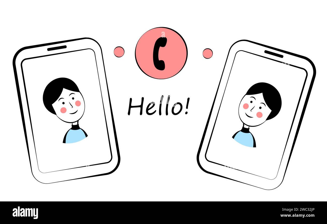 Telephone conversation. Two phones on a white background Stock Vector ...