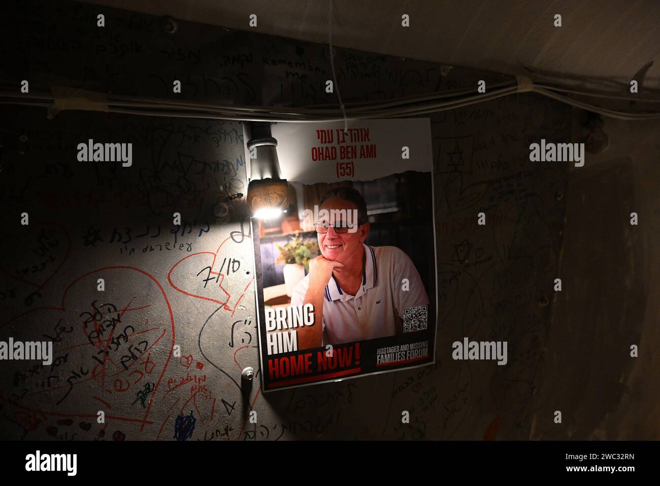 Tel Aviv, Israel. 13th Jan, 2024. A photo of Ohad Ben Ami, 55, who is ...