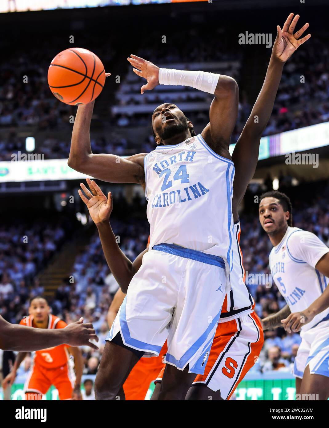 January 13, 2024: North Carolina senior Jae'Lyn Withers (24) gets ...