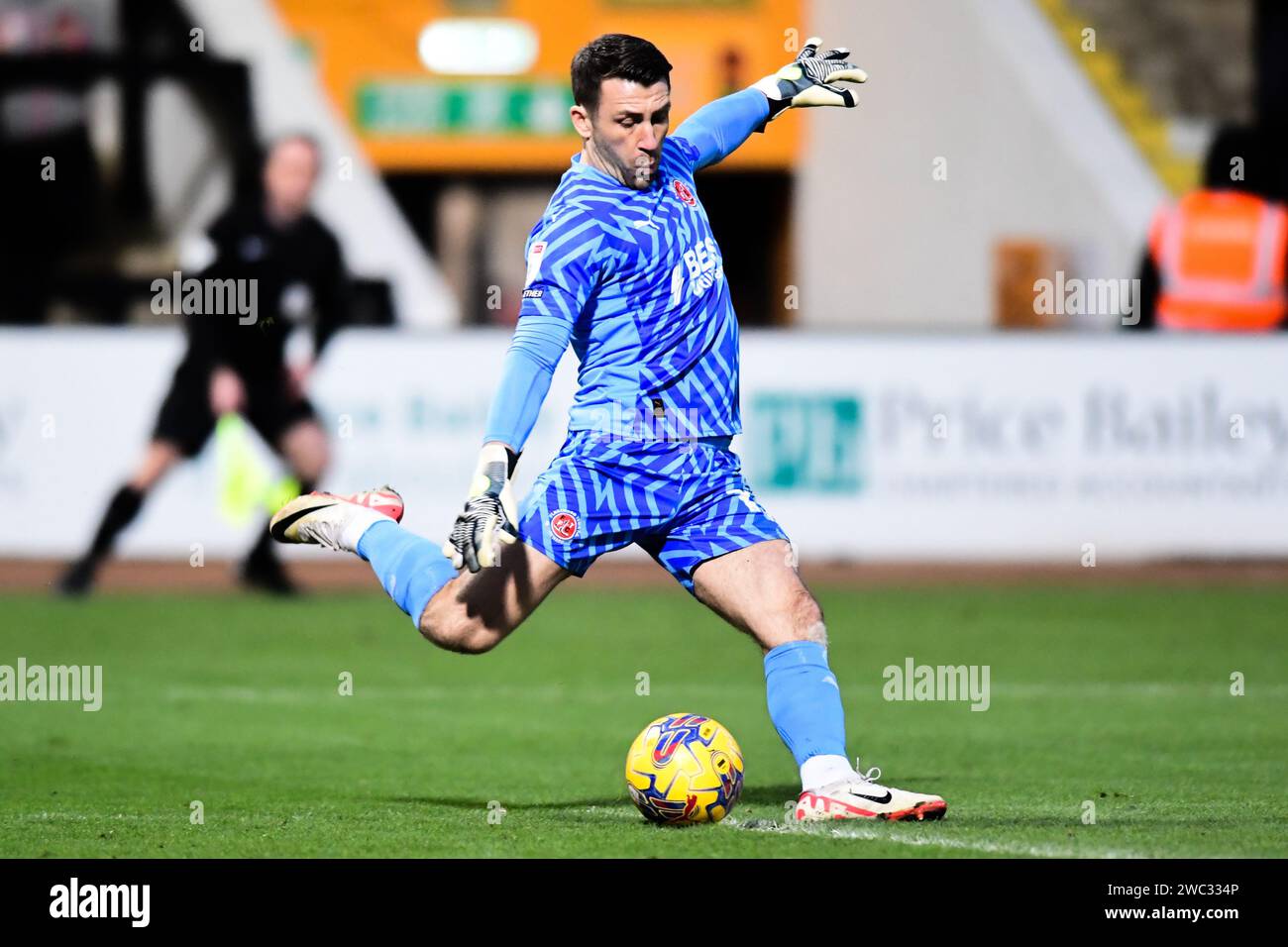 Goalkeeper Jay Lynch (13 Fleetwood) takes goal kick during the Sky Bet ...