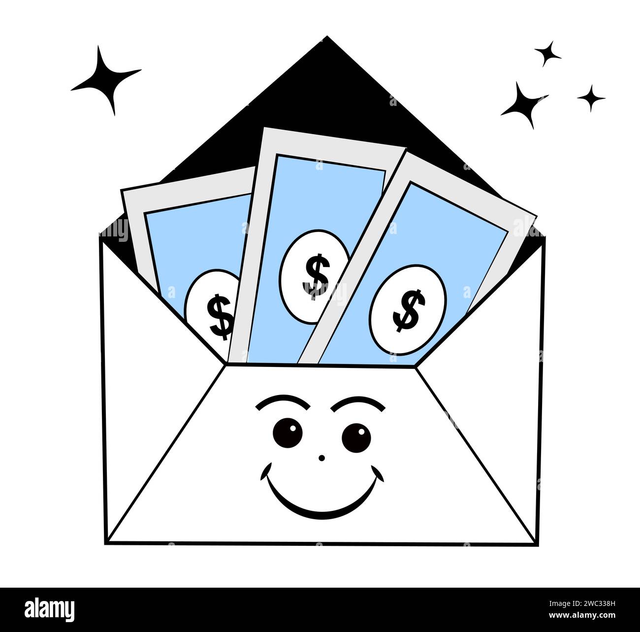 Envelope with money on white background Stock Vector Image & Art - Alamy