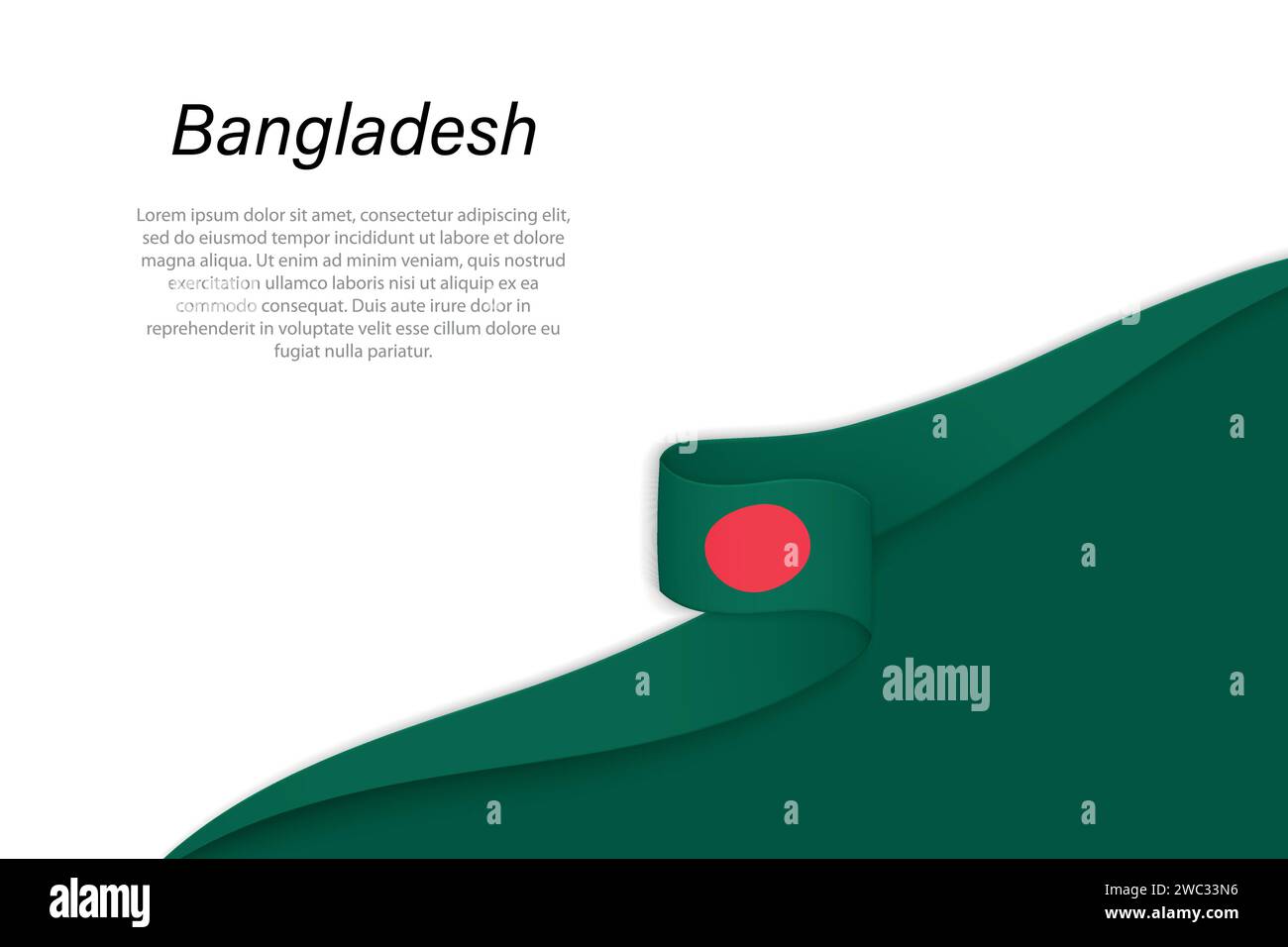 Wave flag of Bangladesh with copyspace background. Banner or ribbon ...