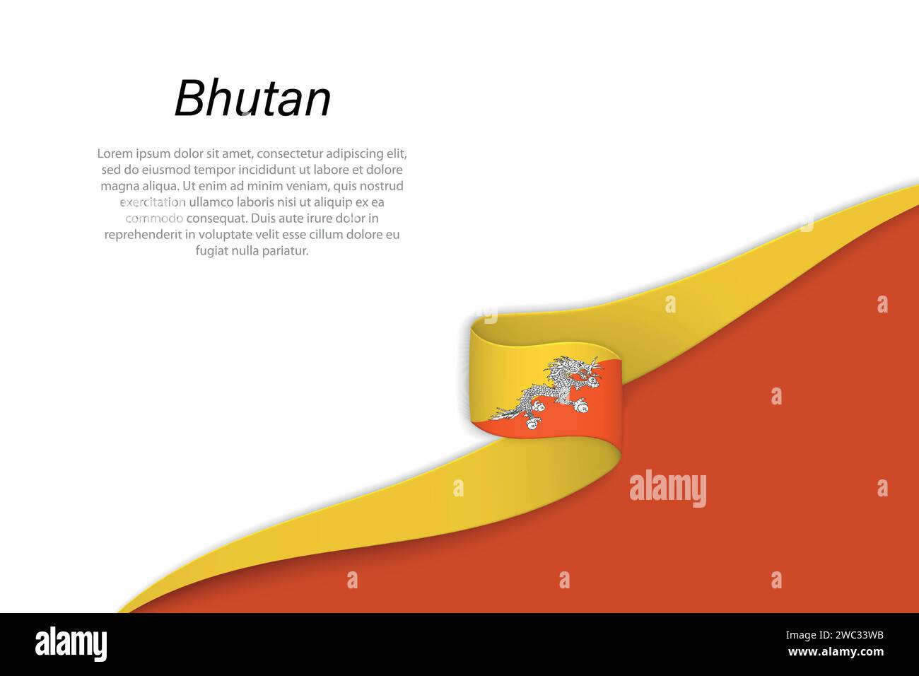 Wave flag of Bhutan with copyspace background. Banner or ribbon vector ...