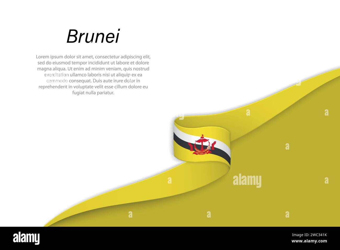 Wave flag of Brunei with copyspace background. Banner or ribbon vector ...