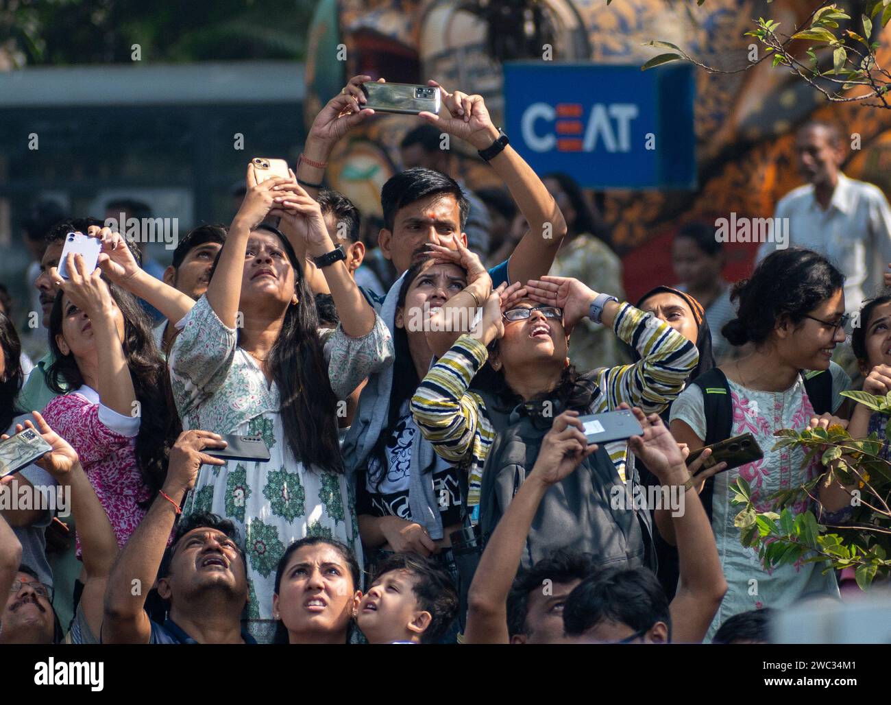 MUMBAI, INDIA - JANUARY 13: People watching as the Indian Air force ...