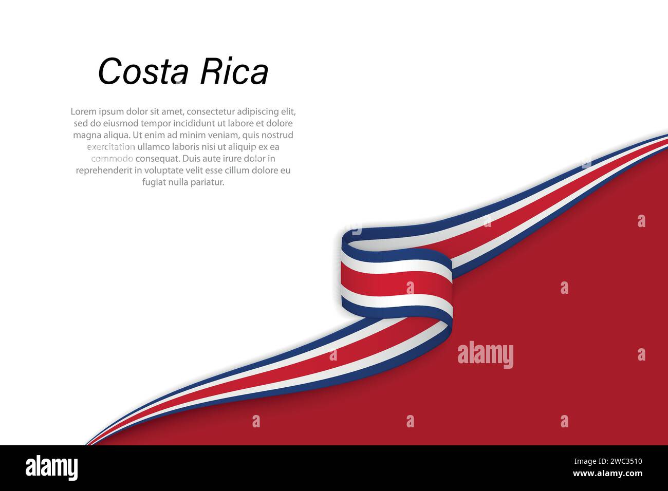 Wave flag of Costa Rica with copyspace background. Banner or ribbon ...