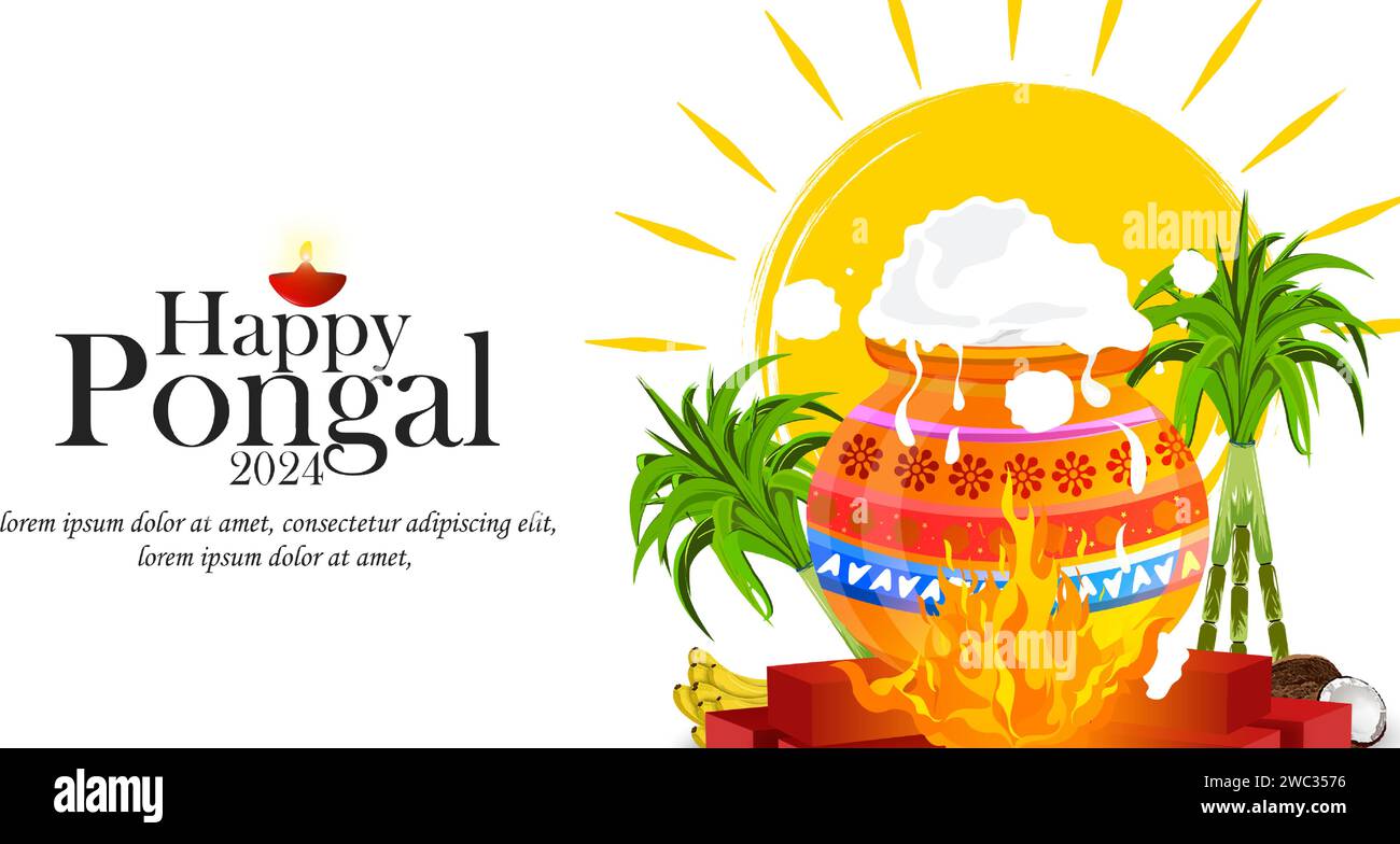 Happy Pongal banner design template with traditional indian food Stock ...