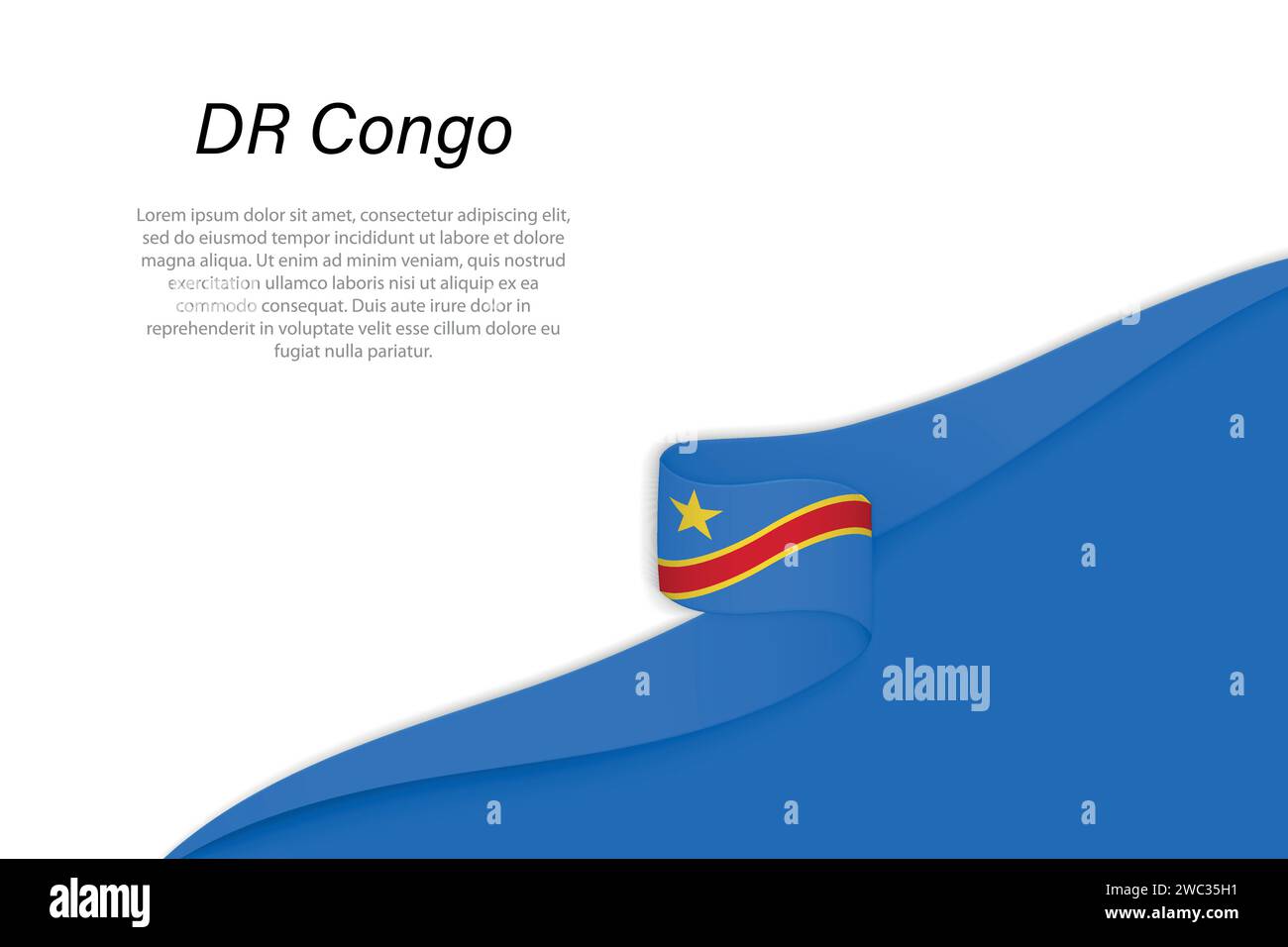 Wave flag of DR Congo with copyspace background. Banner or ribbon ...