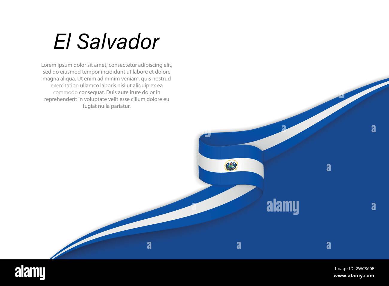 Wave flag of El Salvador with copyspace background. Banner or ribbon ...