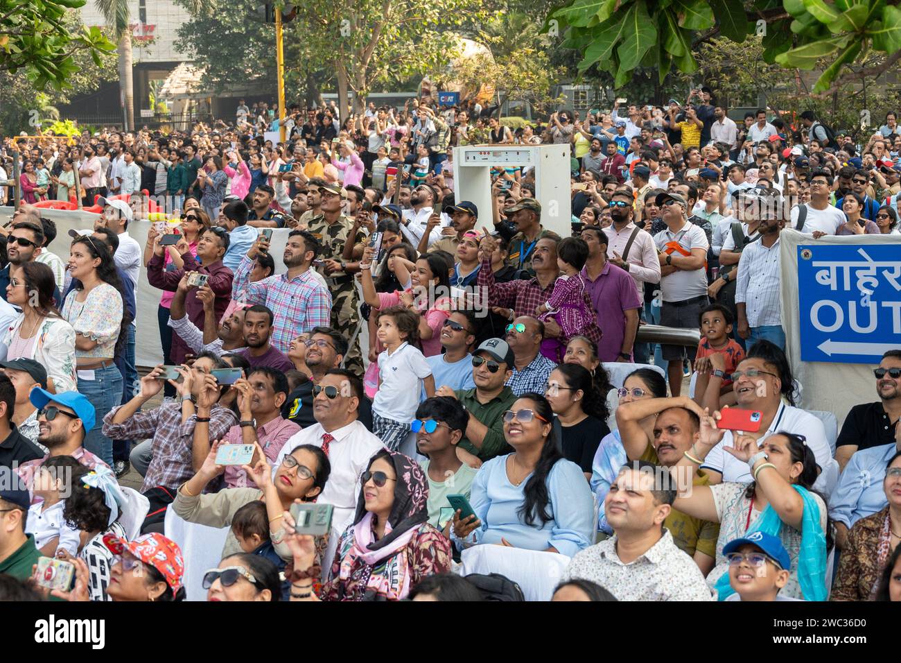 MUMBAI, INDIA - JANUARY 13: People watching as the Indian Air force ...