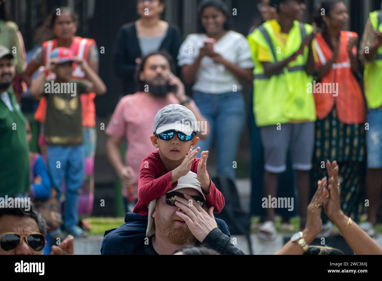 MUMBAI, INDIA - JANUARY 13: People watching as the Indian Air force ...