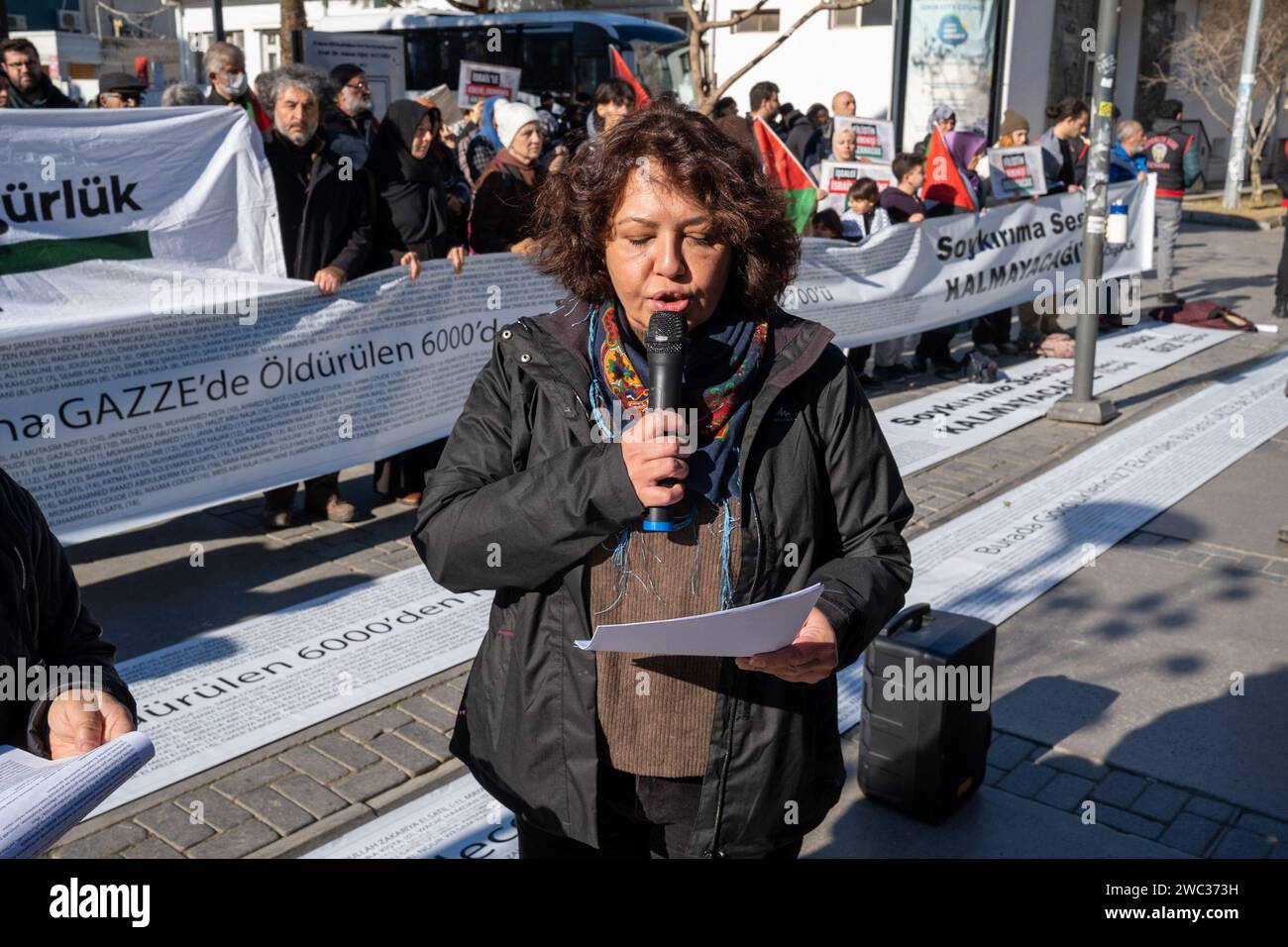 Izmir, Turkey. 13th Jan, 2024. The Freedom for Palestine Platform ...