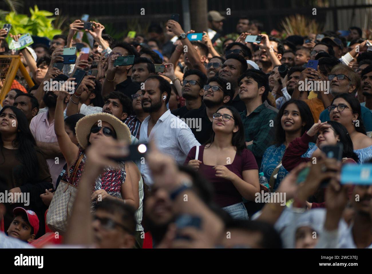 MUMBAI, INDIA - JANUARY 13: People watching as the Indian Air force ...