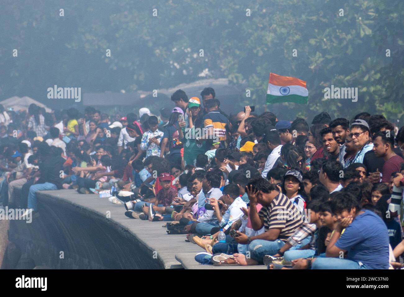 MUMBAI, INDIA - JANUARY 13: People watching as the Indian Air force ...