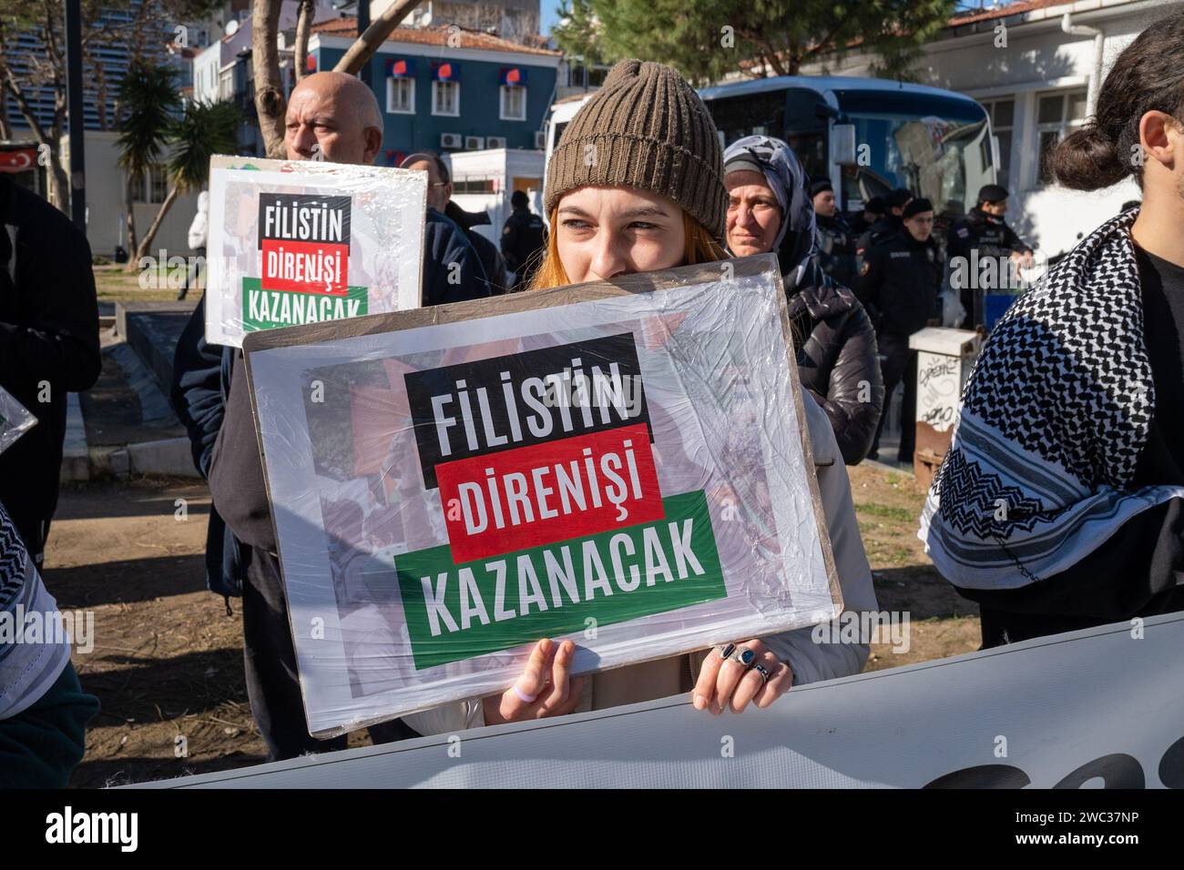 Izmir, Turkey. 13th Jan, 2024. The Freedom for Palestine Platform ...