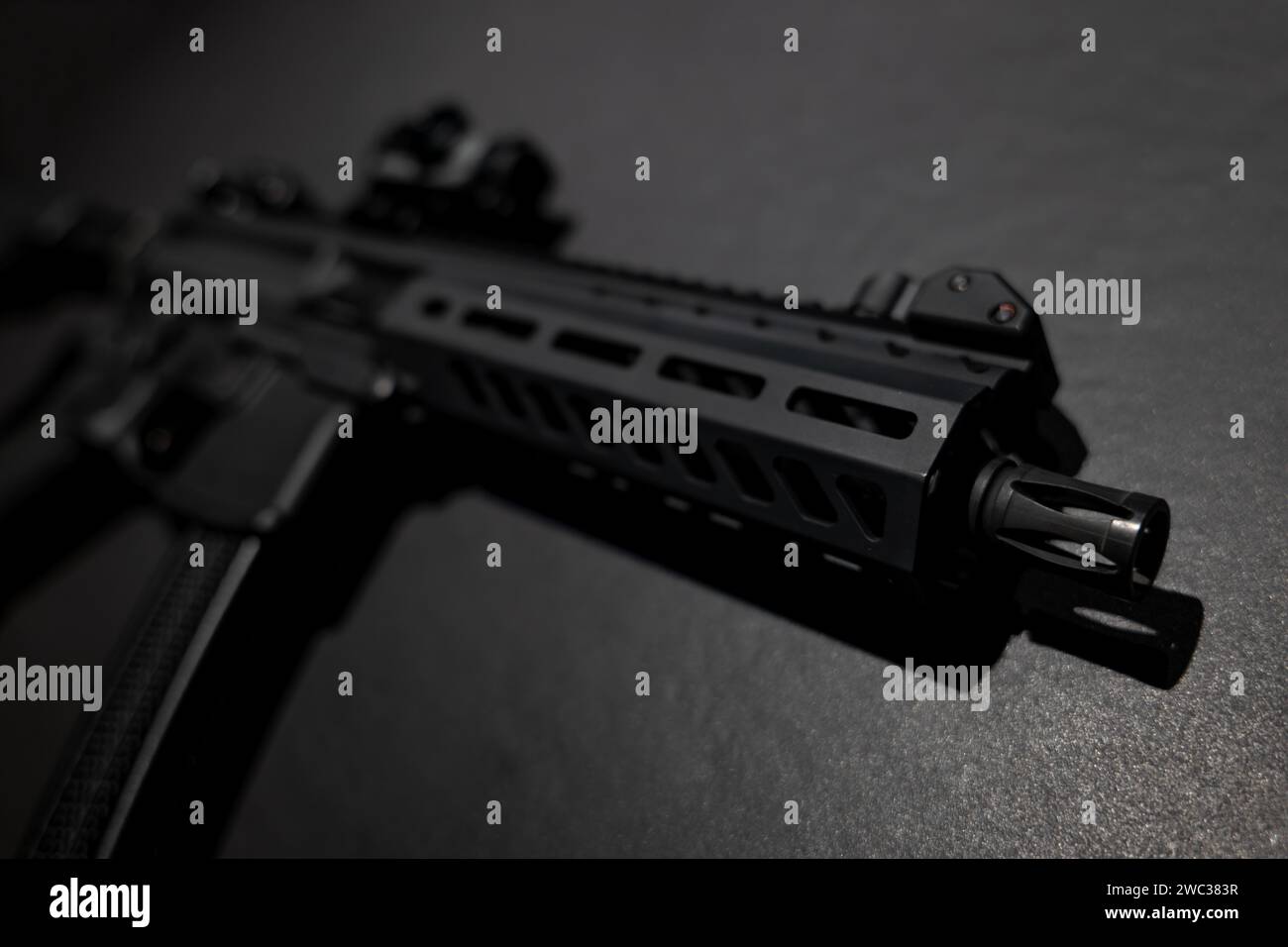 Modern Elegant Assault Rifle on Grey Background in Switzerland Stock ...