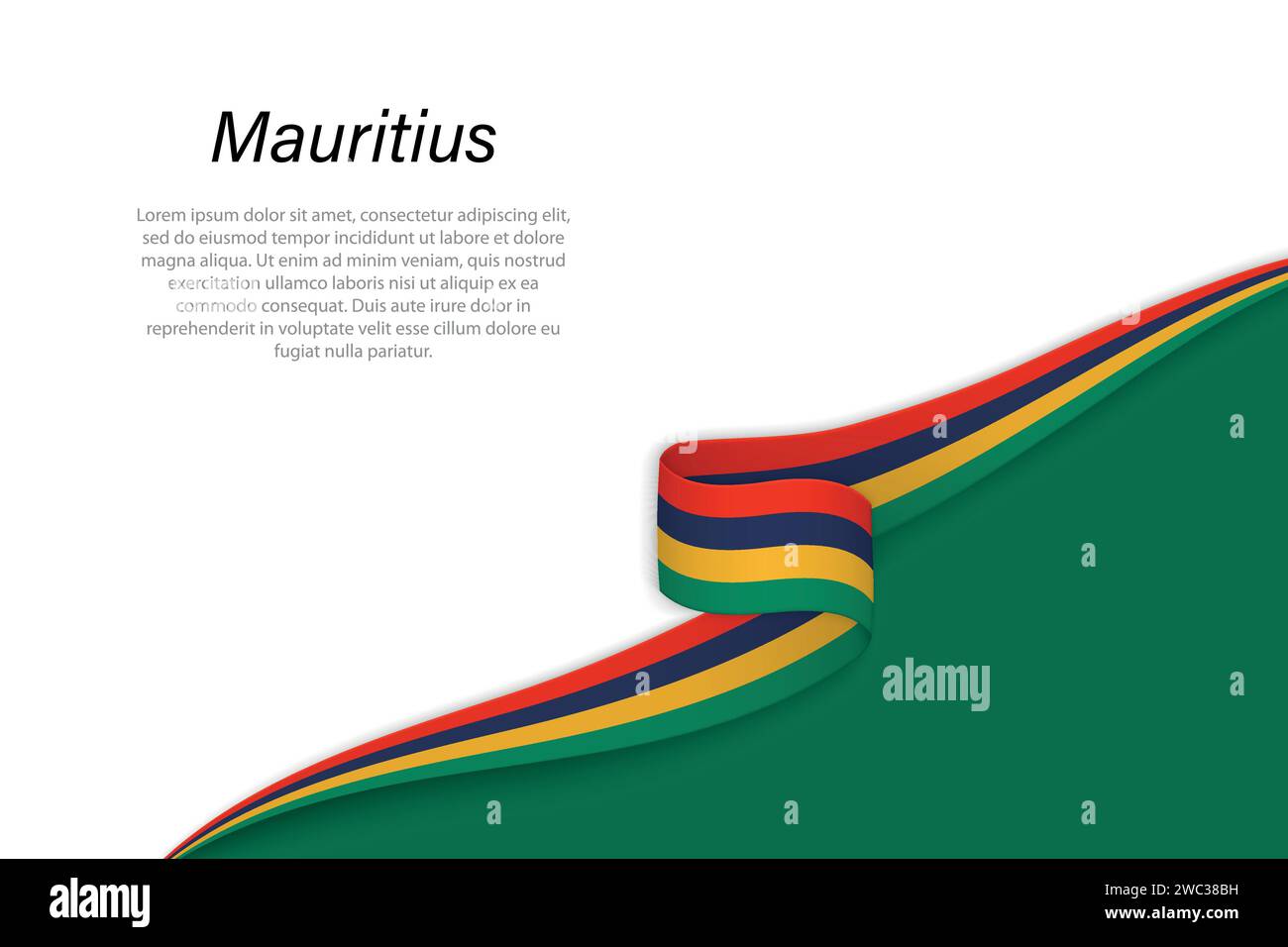 Wave flag of Mauritius with copyspace background. Banner or ribbon ...