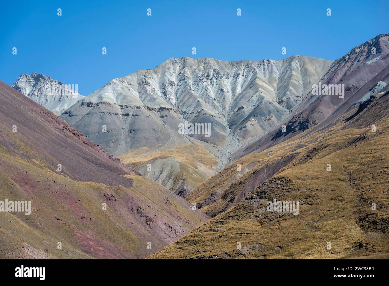 Colourful mountain valley, mountain landscape with peaks, Trans Alay ...