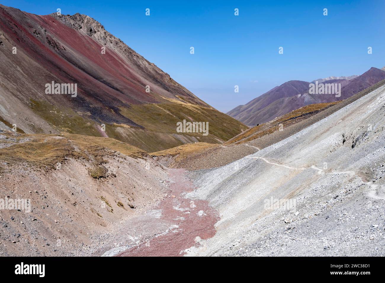 Colourful mountain valley, mountain landscape with peaks, Trans Alay ...