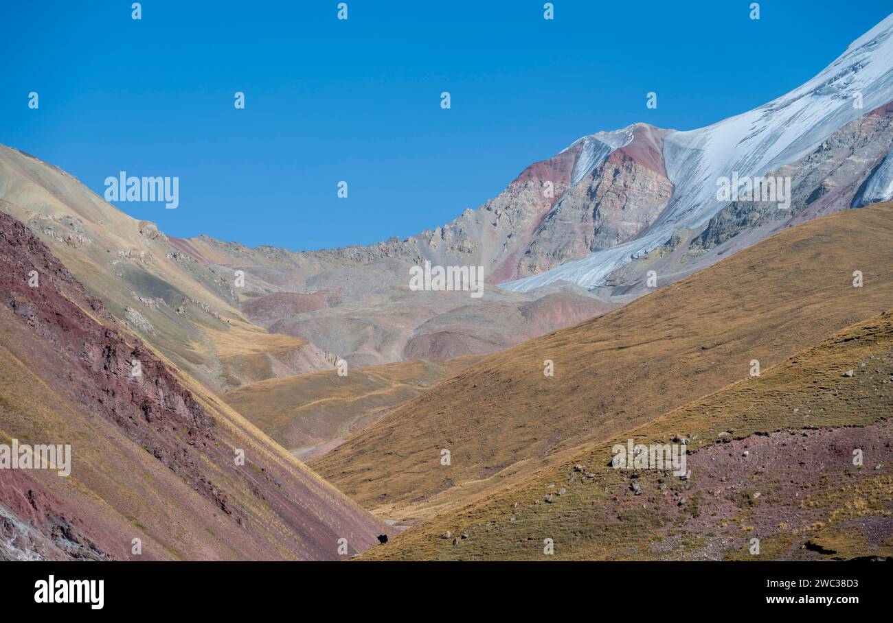 Colourful mountain valley, mountain landscape with peaks, Trans Alay ...