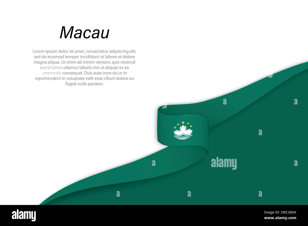Wave flag of Macau with copyspace background. Banner or ribbon vector ...