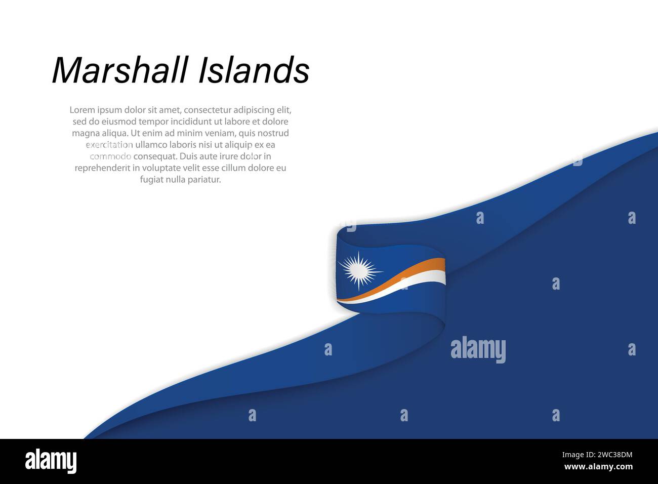 Wave flag of Marshall Islands with copyspace background. Banner or ribbon vector template Stock ...