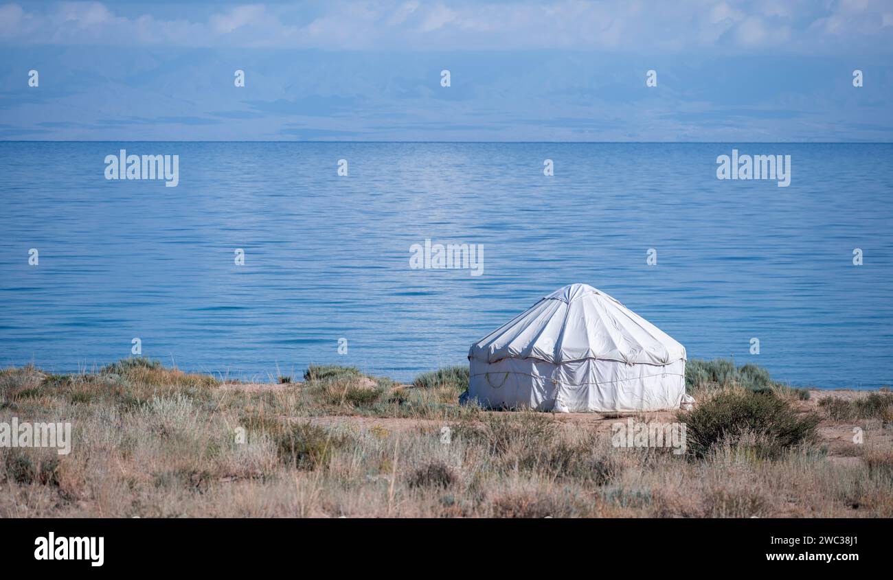 Yurt on Lake Issyk Kul, Kyrgyzstan Stock Photo - Alamy