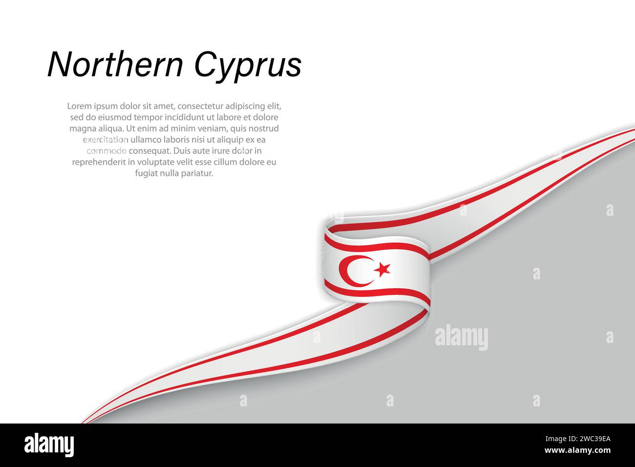 Wave flag of Northern Cyprus with copyspace background. Banner or ...