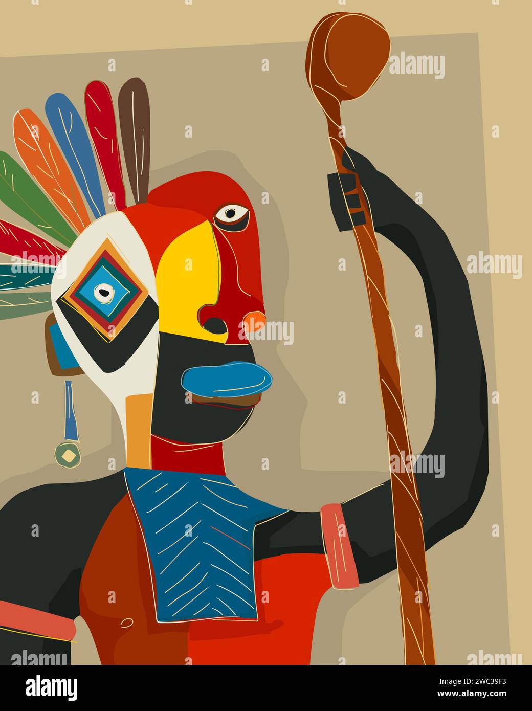 The club warrior, abstract art colorful vector card Stock Photo - Alamy