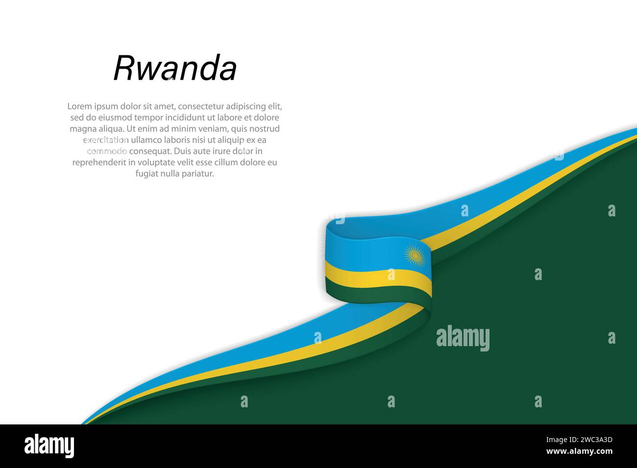 Wave flag of Rwanda with copyspace background. Banner or ribbon vector ...