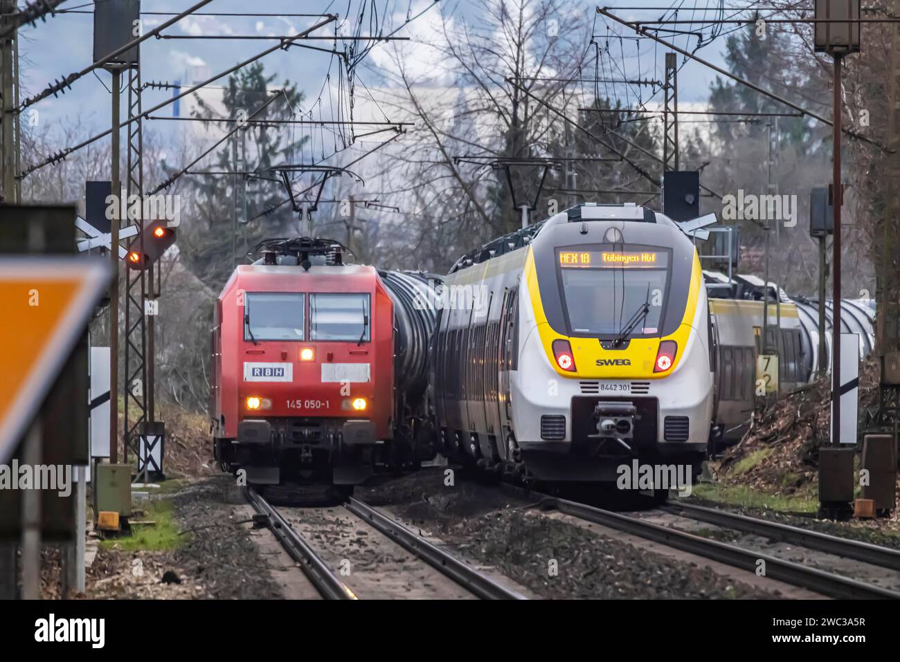 Railway line near Stuttgart with regional train from bwegt, SWEG. RBH ...