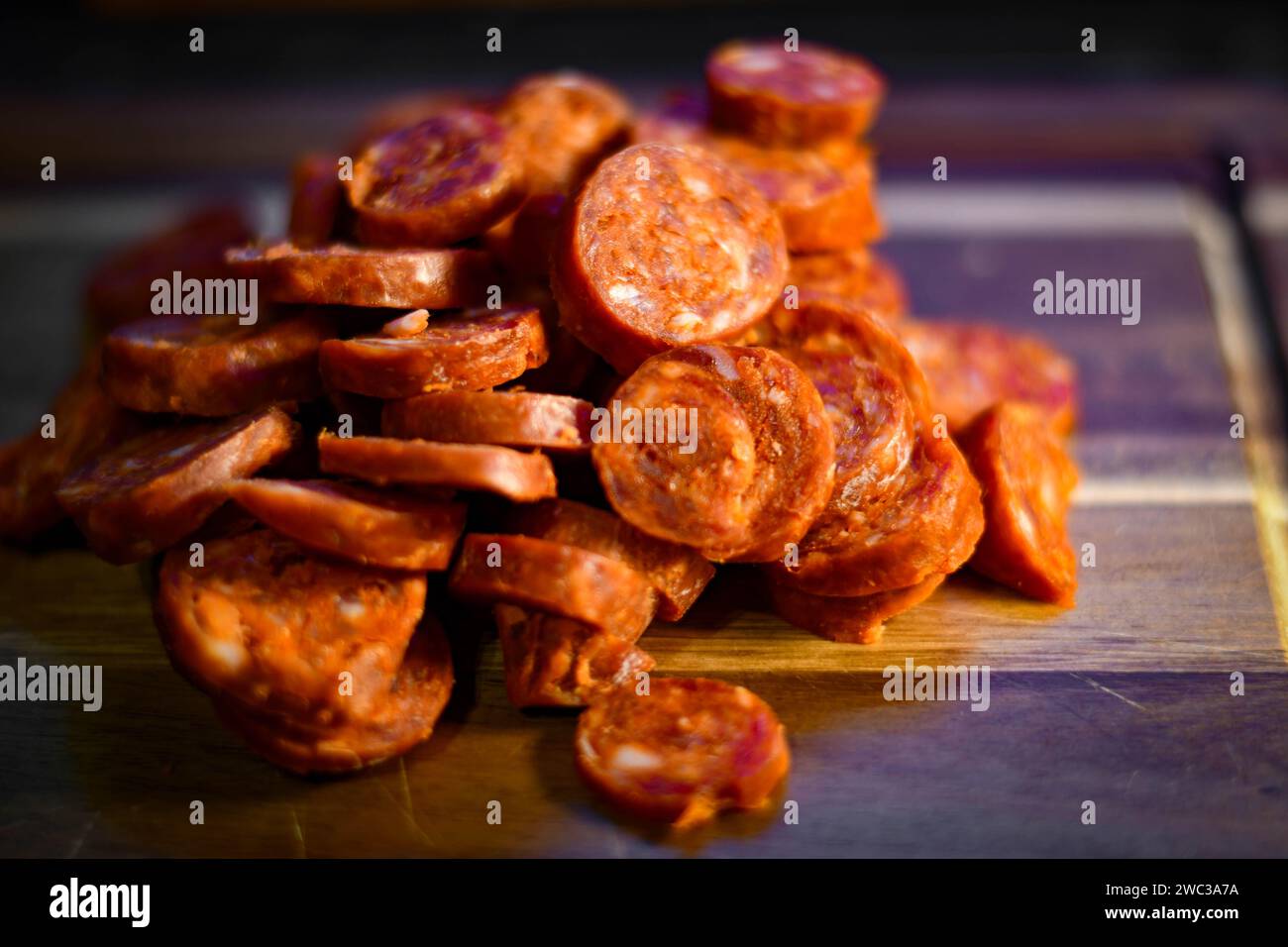 Sliced spicy sausage hi-res stock photography and images - Alamy