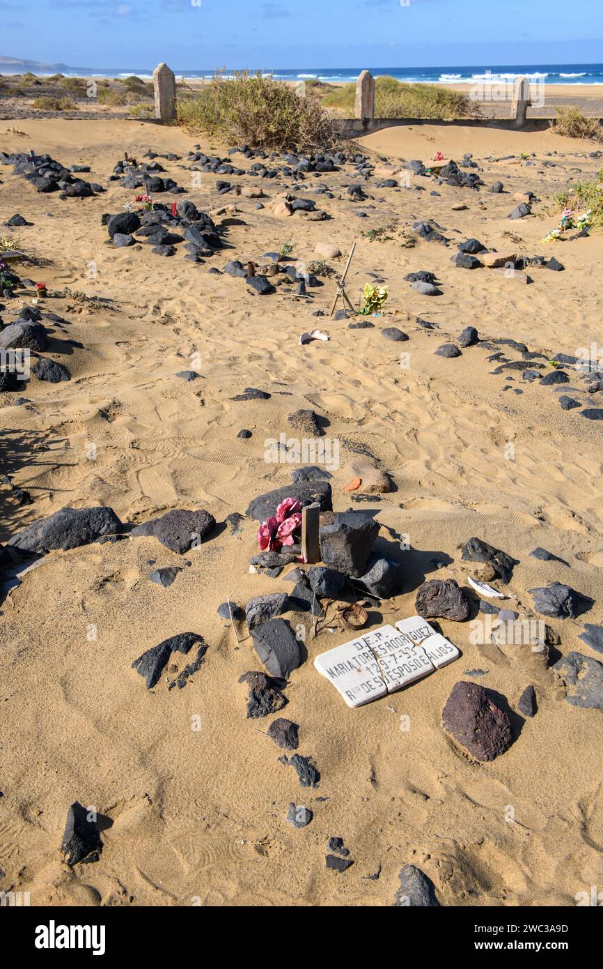 View of old sandy historical cemetery from 1950s in the foreground ...