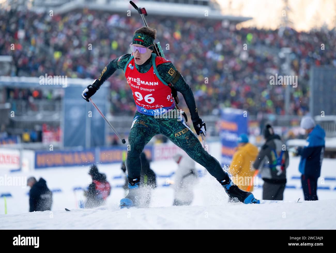 Ruhpolding, Germany. 13th Jan, 2024. Biathlon: World Cup, sprint 10 km, men in the Chiemgau ...