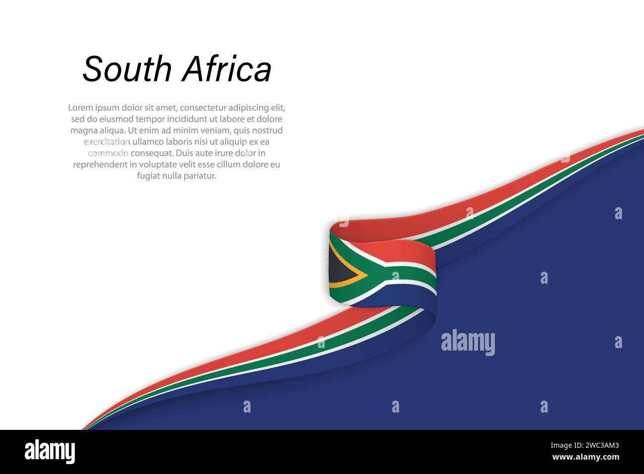 Wave flag of South Africa with copyspace background. Banner or ribbon ...