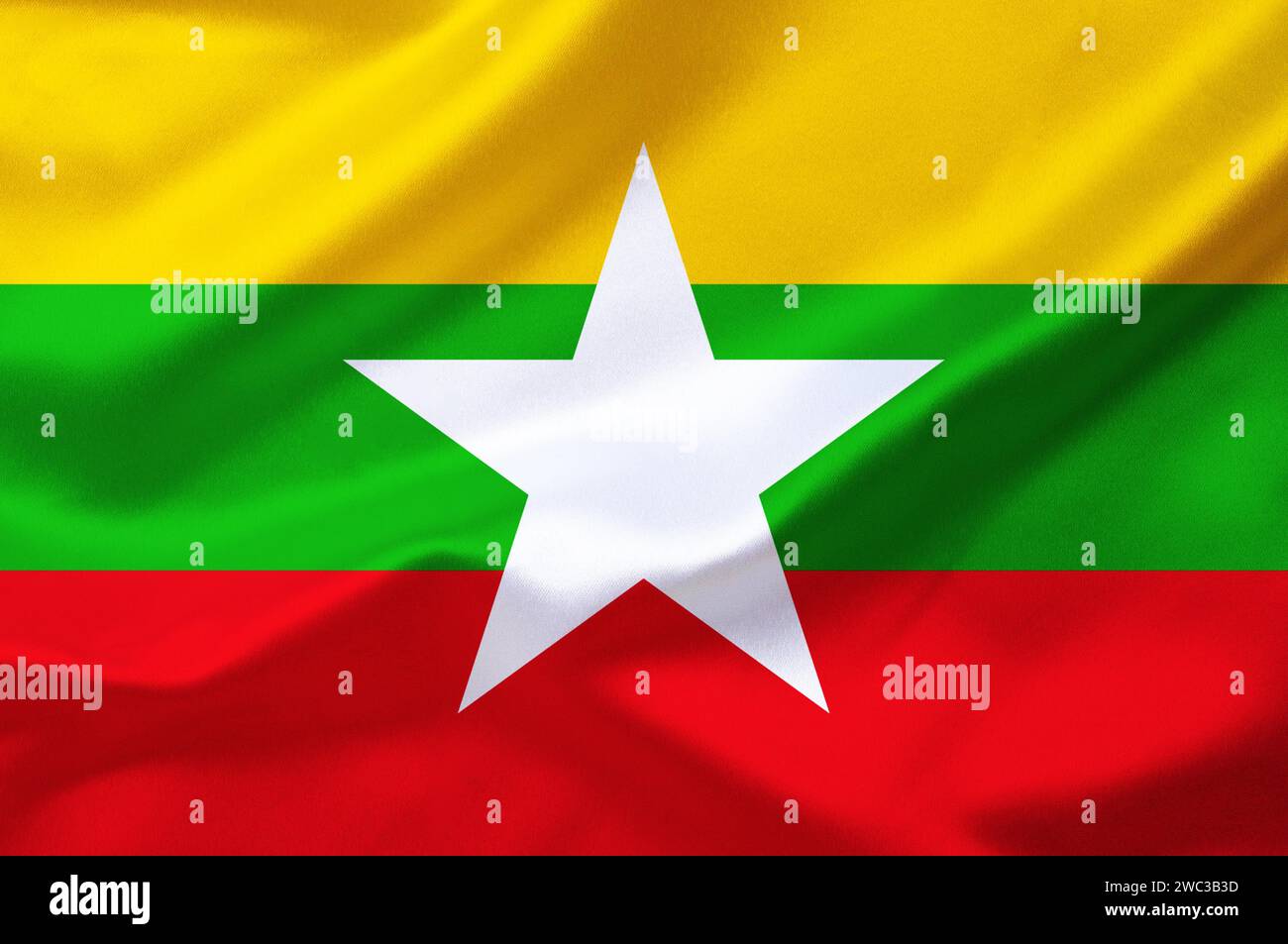 The flag of Myanmar, country in Asia, formerly Burma, Burma, Studio ...