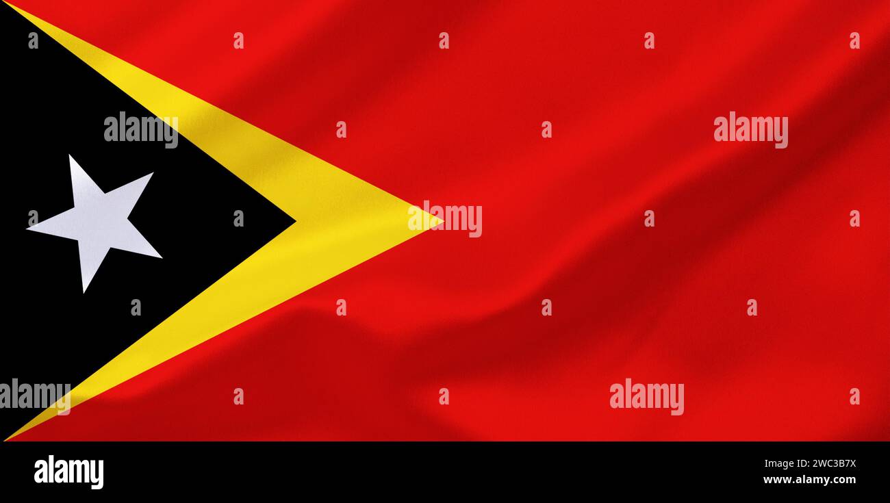 The flag of East Timor, Timor-Leste, country in Asia, studio Stock ...