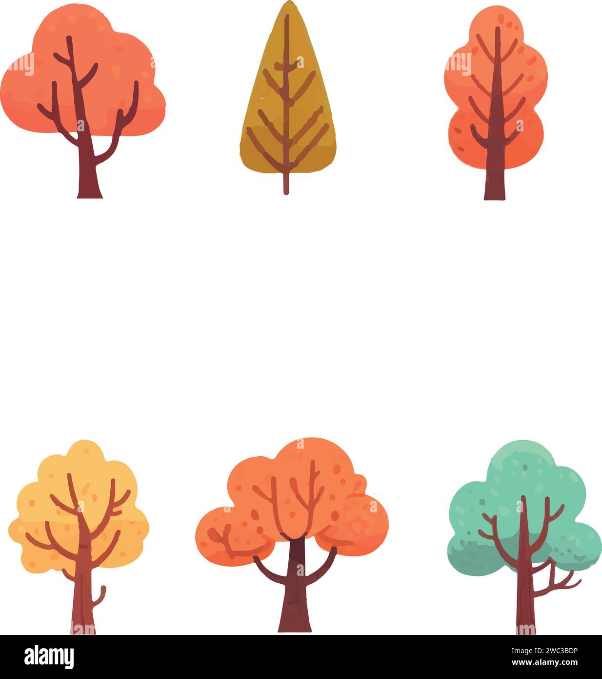 Awesome and lovely cartoon autumn trees art vector set Stock Vector ...