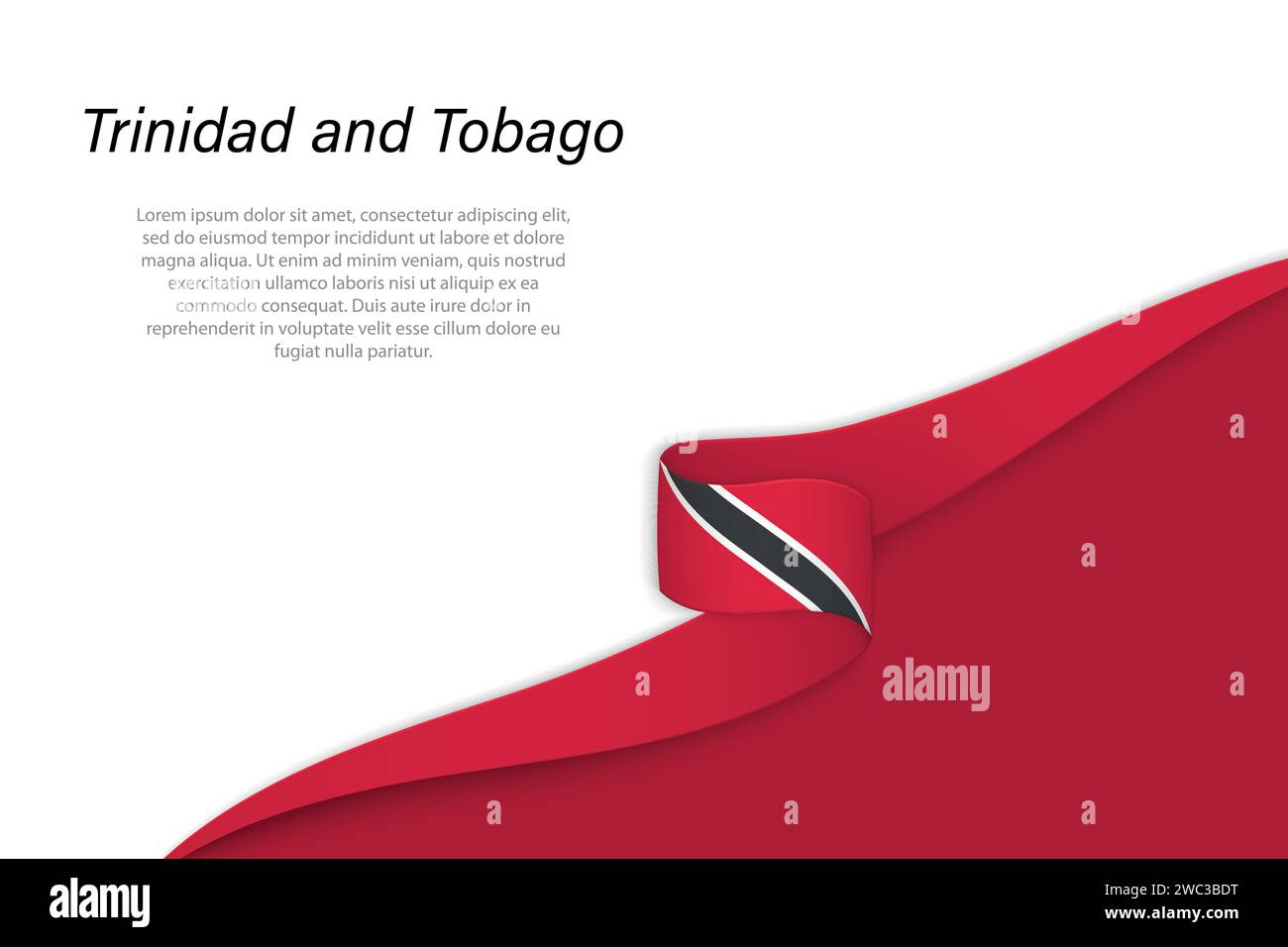 Wave flag of Trinidad and Tobago with copyspace background. Banner or ribbon vector template ...