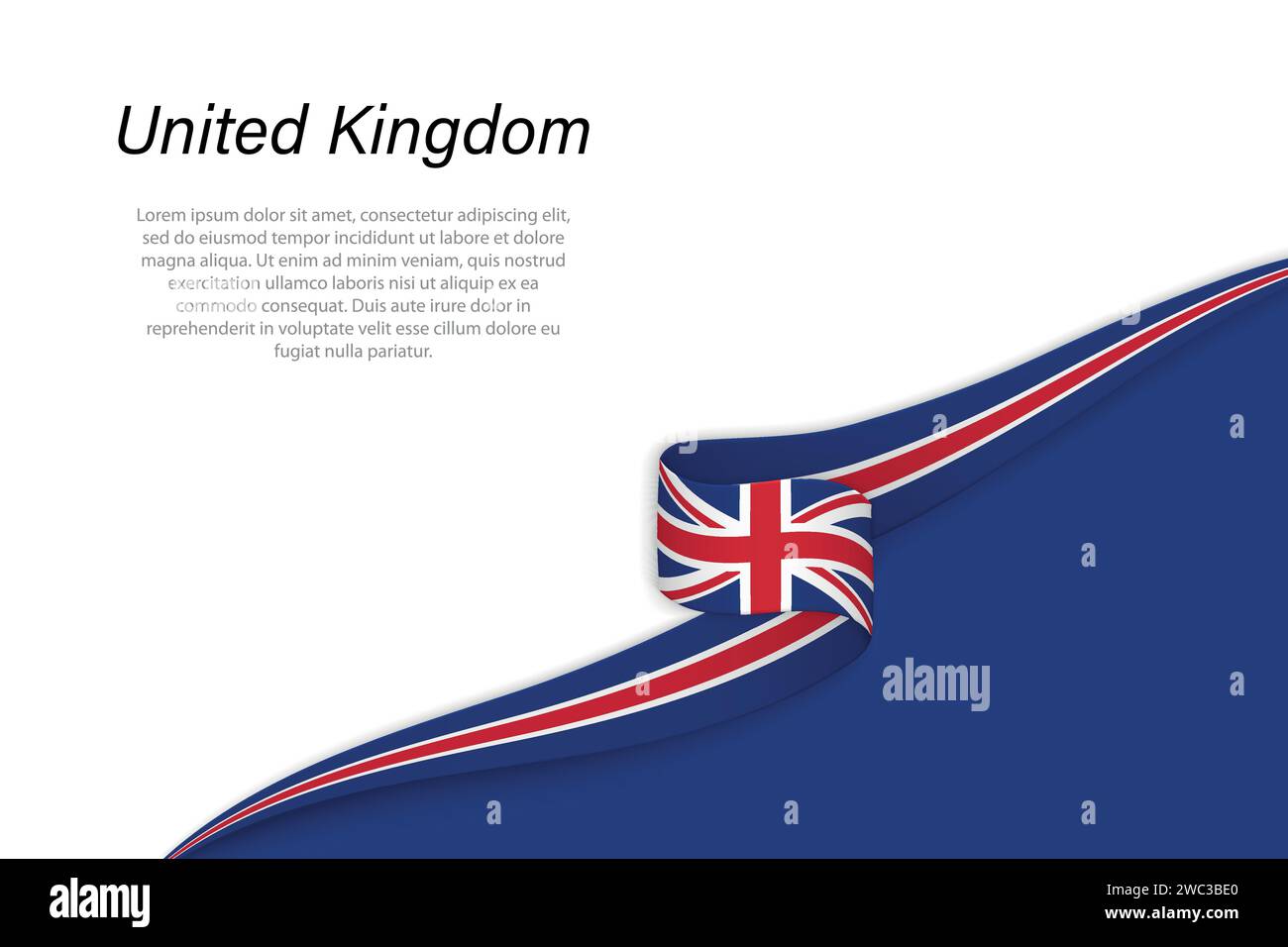 Wave flag of United Kingdom with copyspace background. Banner or ribbon ...